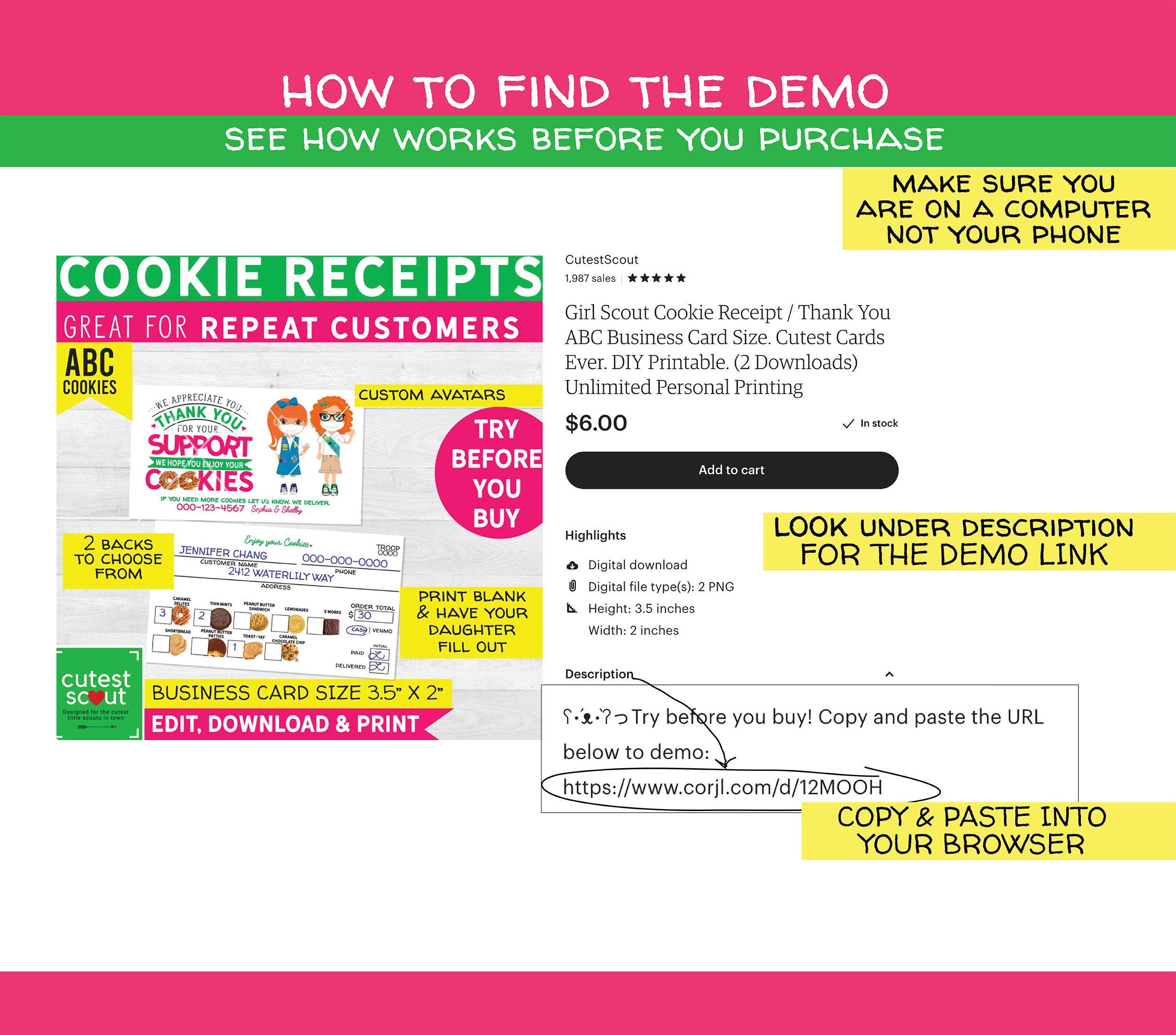 Girl Scout ABC Cookie Post Cards With Avatars DIGITAL - Etsy