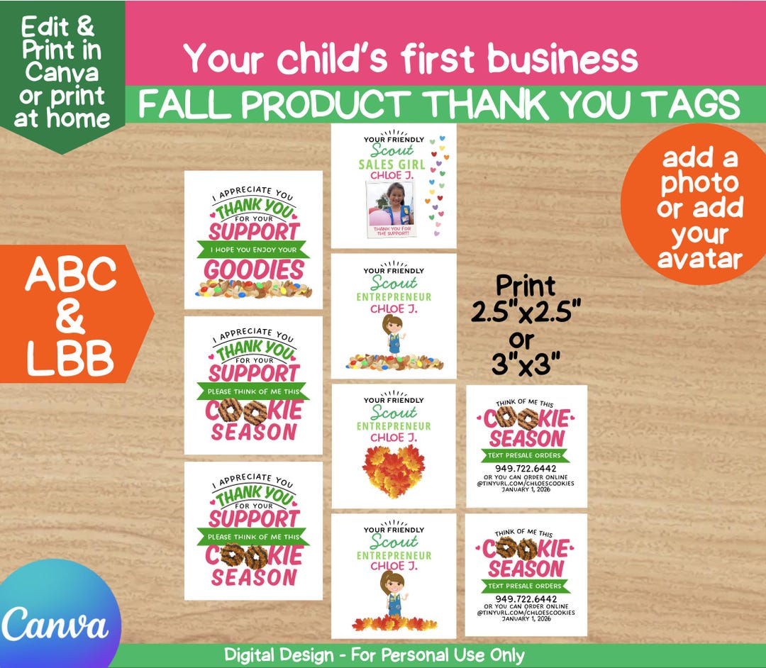 Scout Cookie Thank You Tags: Editable Canva Template (digital Download ...