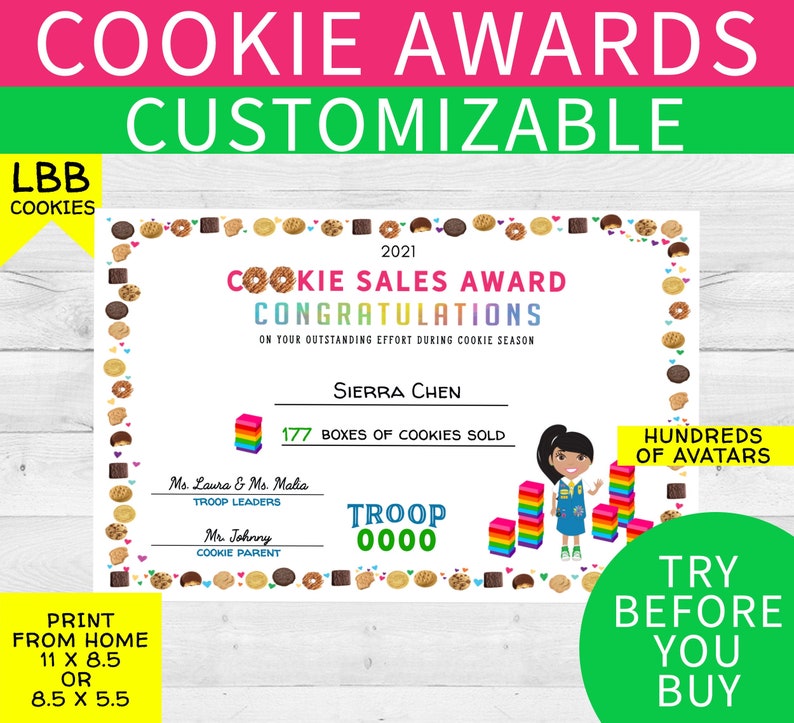 Girl Scout Cookie Awards 11x8.5 and 8.5x5.5 Digital Download - Etsy