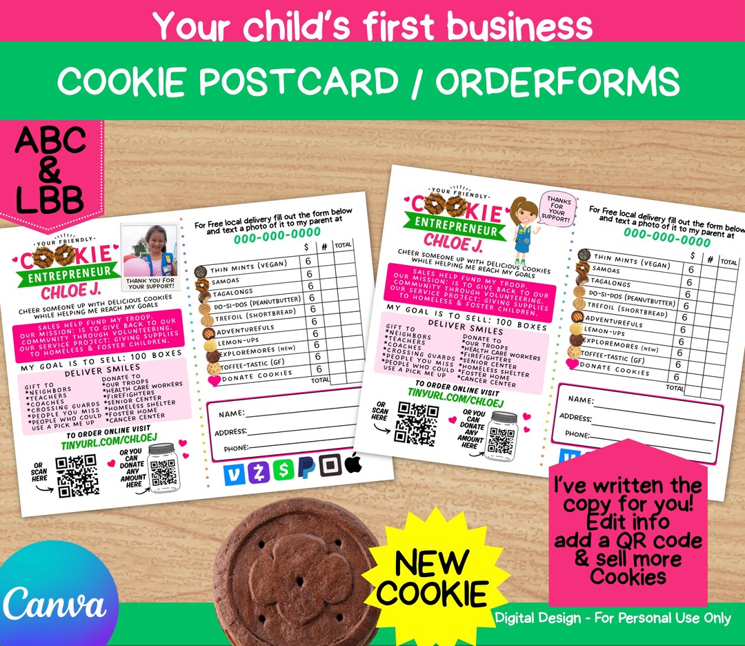 Girl Scout Cookie Postcards Canva Template (digital Download) - Etsy