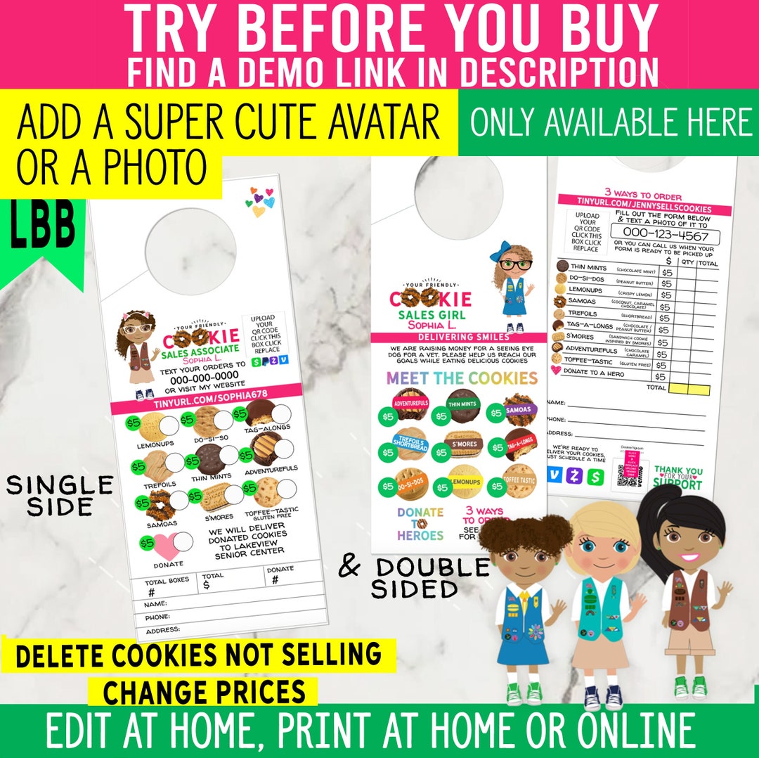Girl Scout Cookie Door Hangers LBB Printable New Cookie Menu. Leave ...