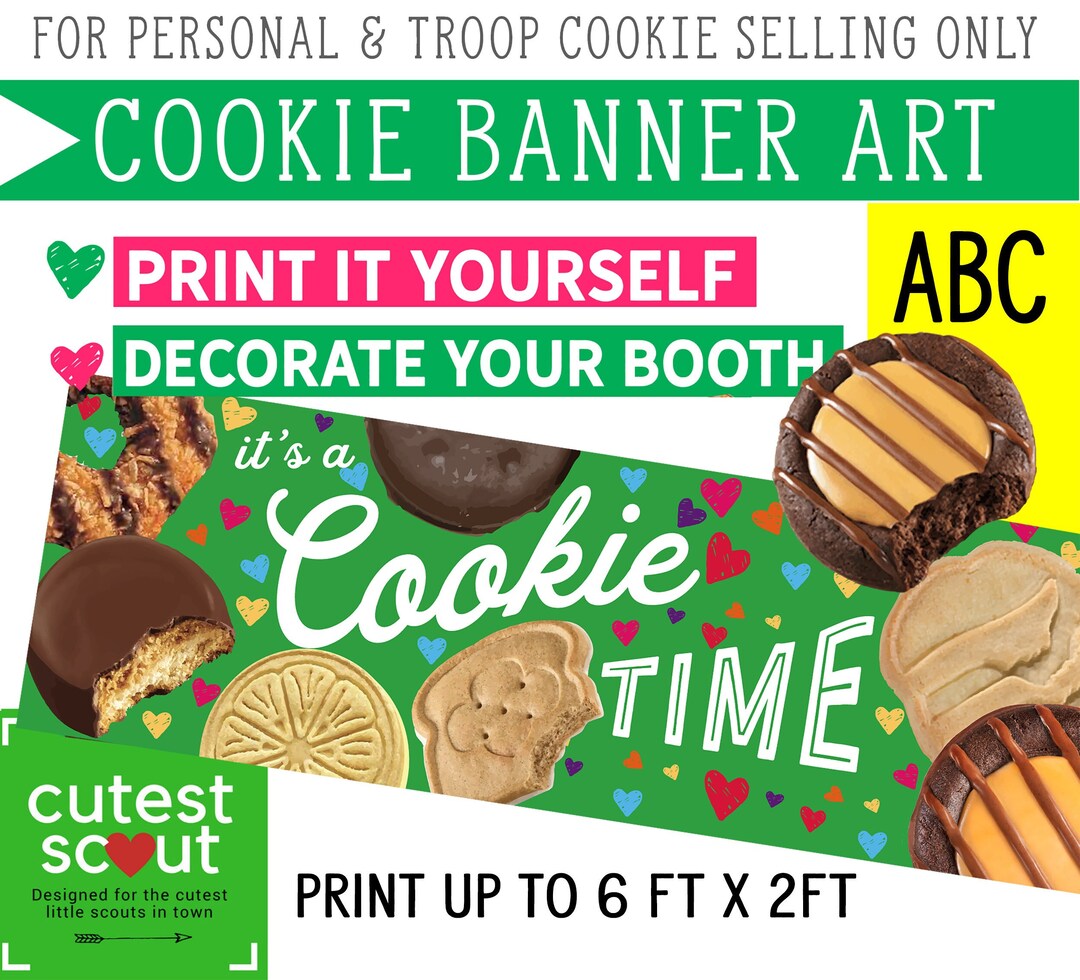 Girl Scout COOKIE TIME Banner ABC Cookies 6ft X 2ft Digital Download ...