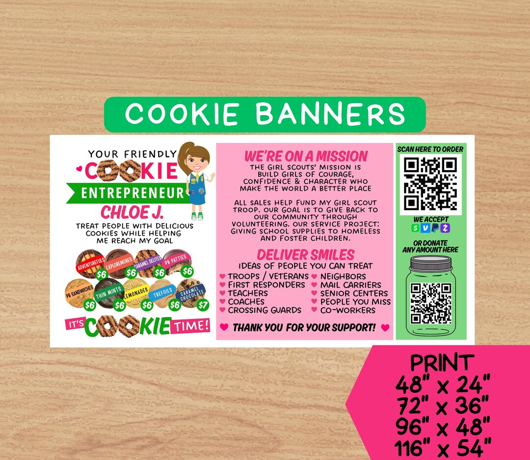Scout Cookie Banner: Customizable QR Code, Troop Use (digital Download ...