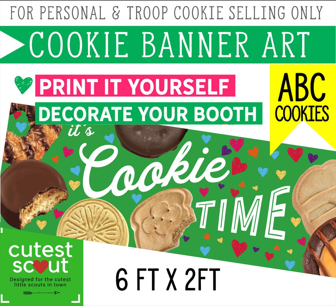 Girl Scout COOKIE TIME Banner ABC Cookies 6ft X 2ft Digital Download ...