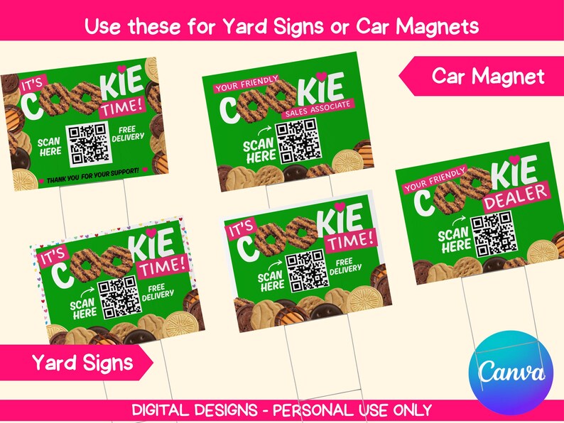 Cookie Time Lawn Sign / Car Magnet: Editable Template (24"x18"), Edit ...