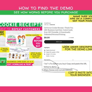 Girl Scout Cookie Receipt / Thank You ABC Business Card Size. DIY ...