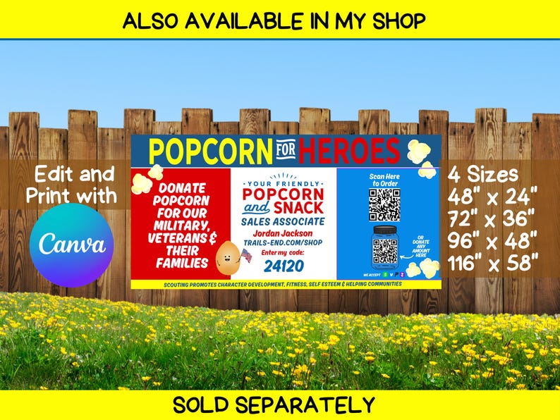 Popcorn Flyers Desk Sign: Canva Template With QR Code (digital Download ...