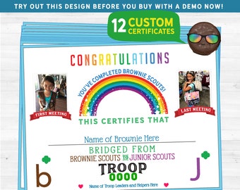 Girl Scout Bridge Ceremony Daisy to Brownie Certificate | Etsy