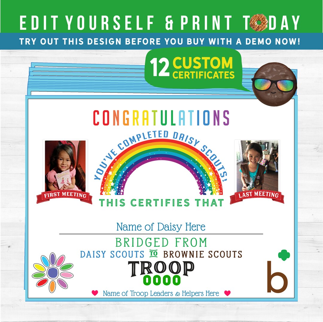 Girl Scout Bridge Ceremony Daisy to Brownie Certificate Printables, Add ...