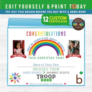 Girl Scout Bridge Ceremony Daisy to Brownie Certificate Printables, Add ...