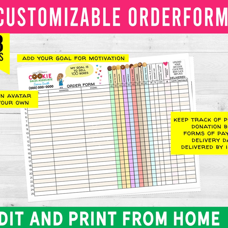 Girl Scout Cookies Order Form - Etsy