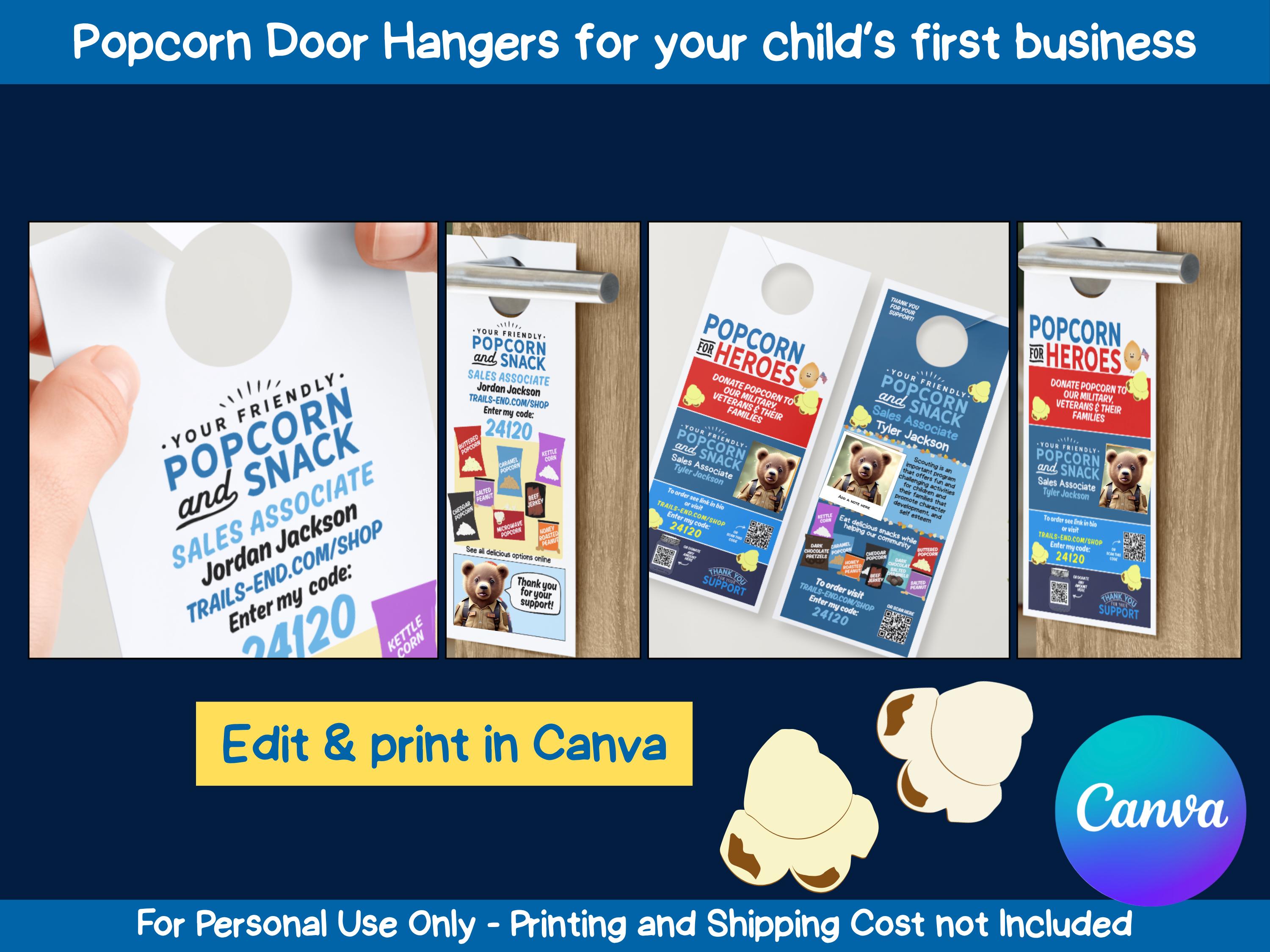 Popcorn MEGA PACK Template: Edit in Canva, Add Photo & QR Code (digital ...