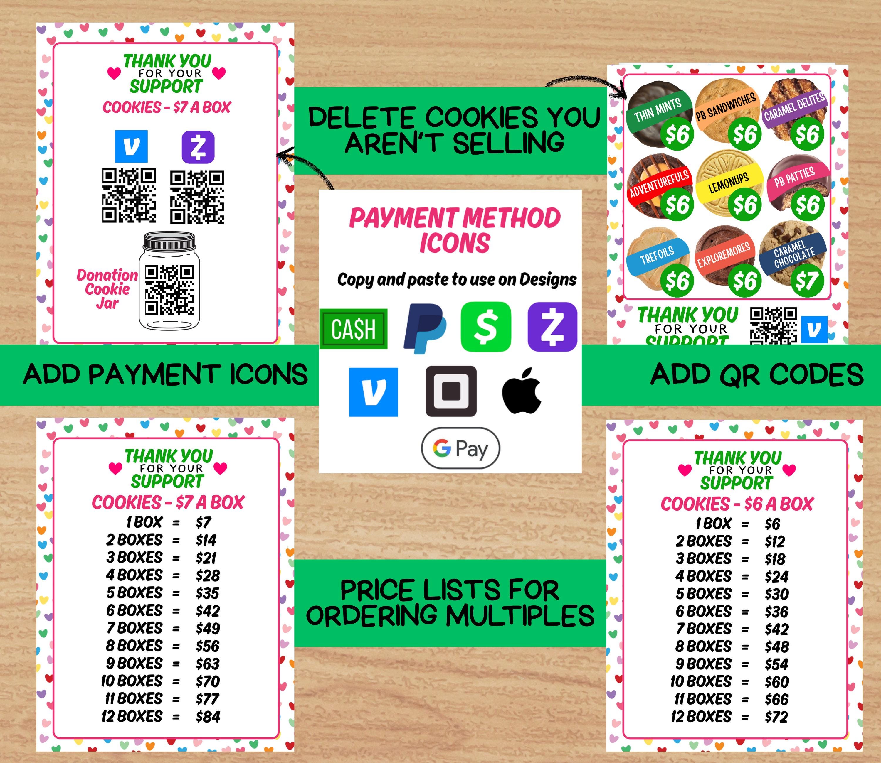 Scout Cookie Booth Signs: Payment & Donation QR Codes (digital Download ...