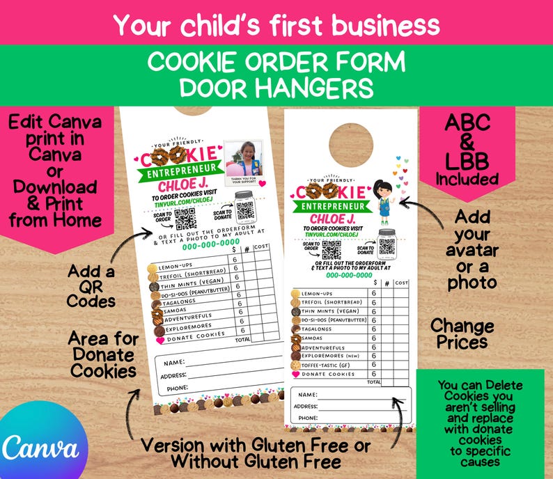 Scout Cookie Door Hanger: DIY Printable, , ABC and LBB, Canva - Etsy