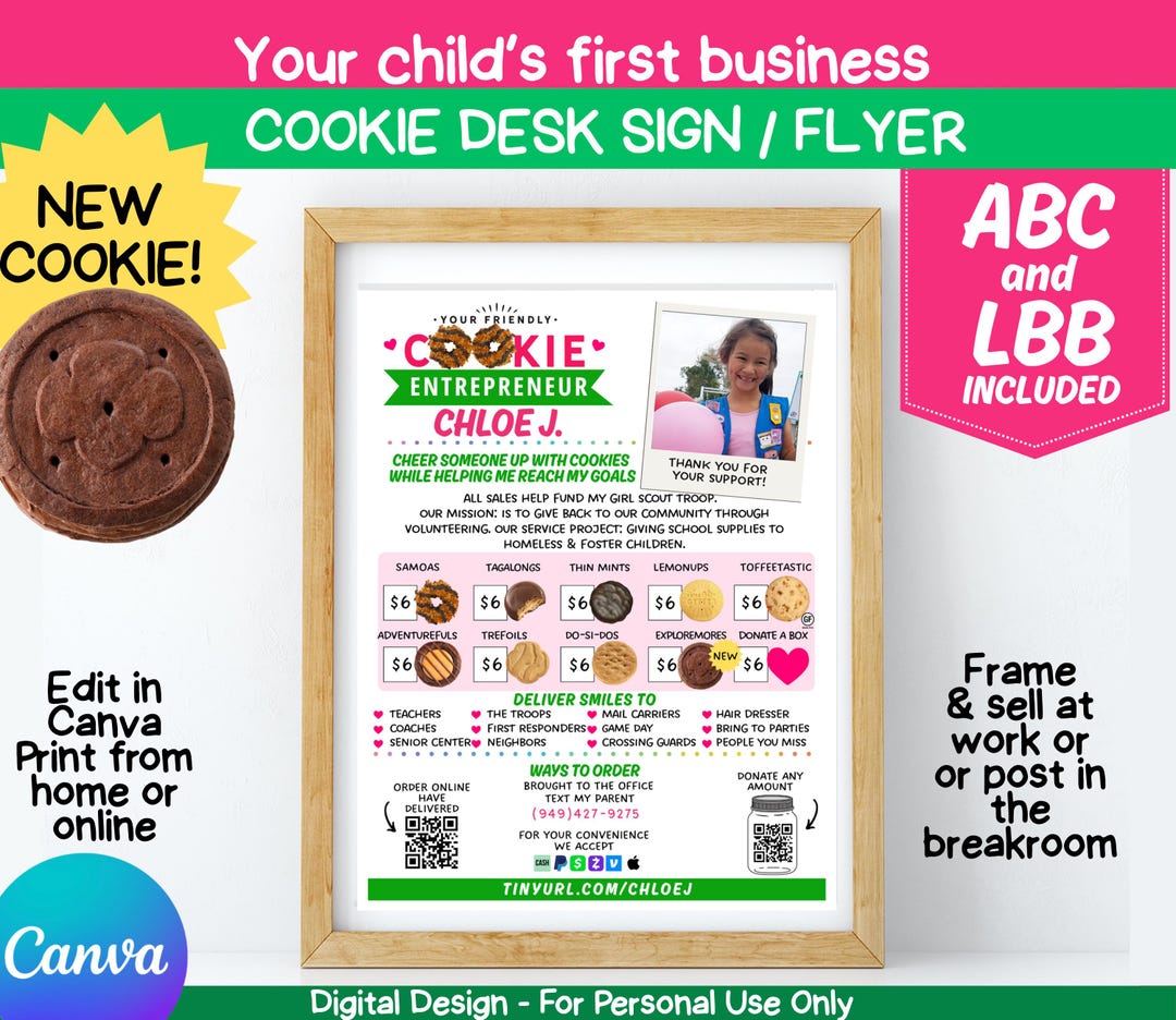 Scout Cookie Booth Sign: LBB and ABC Add QR Code (printable Digital ...