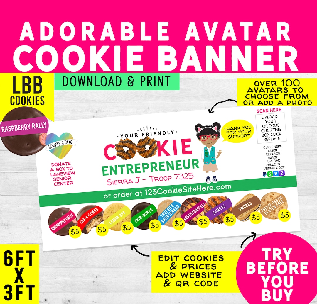 2024 Girl Scout Cookie BANNER Adorable Avatars digital - Etsy