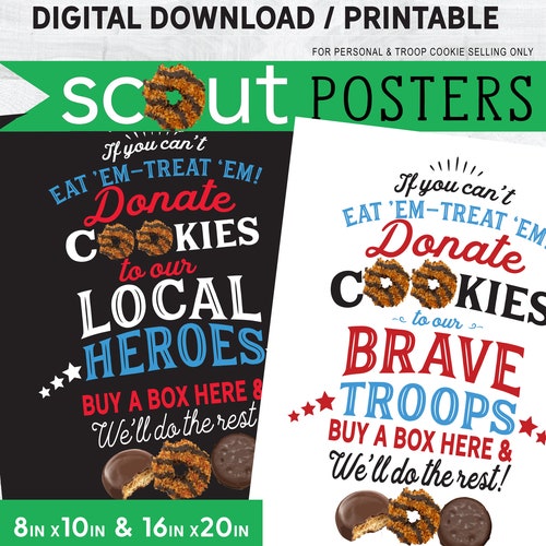 Girl Scout Cookie Poster Donate Cookies to Hometown Heroes - Etsy