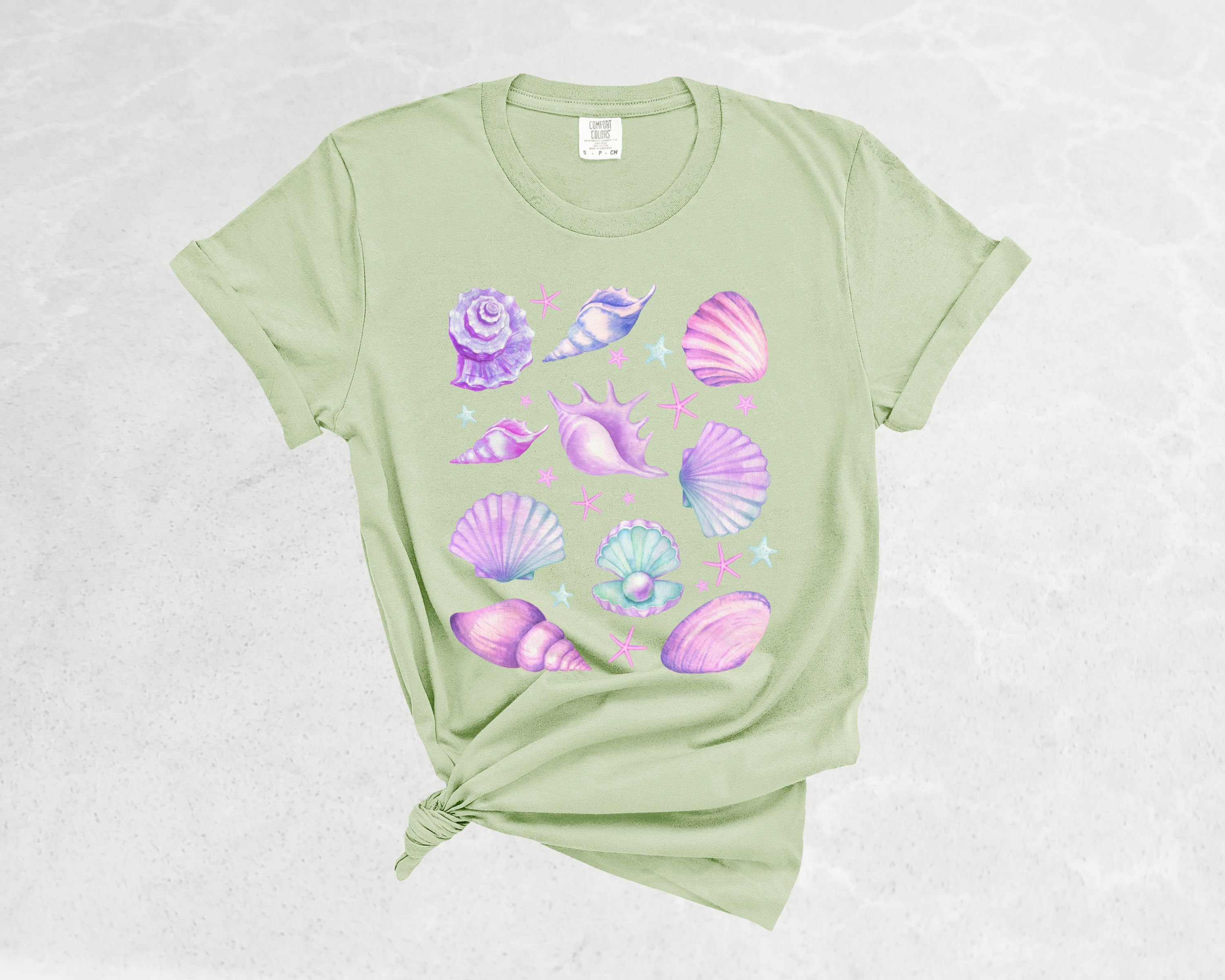 Pink and Purple Seashell T-shirt, Crustacean Core Unisex Comfort Colors ...