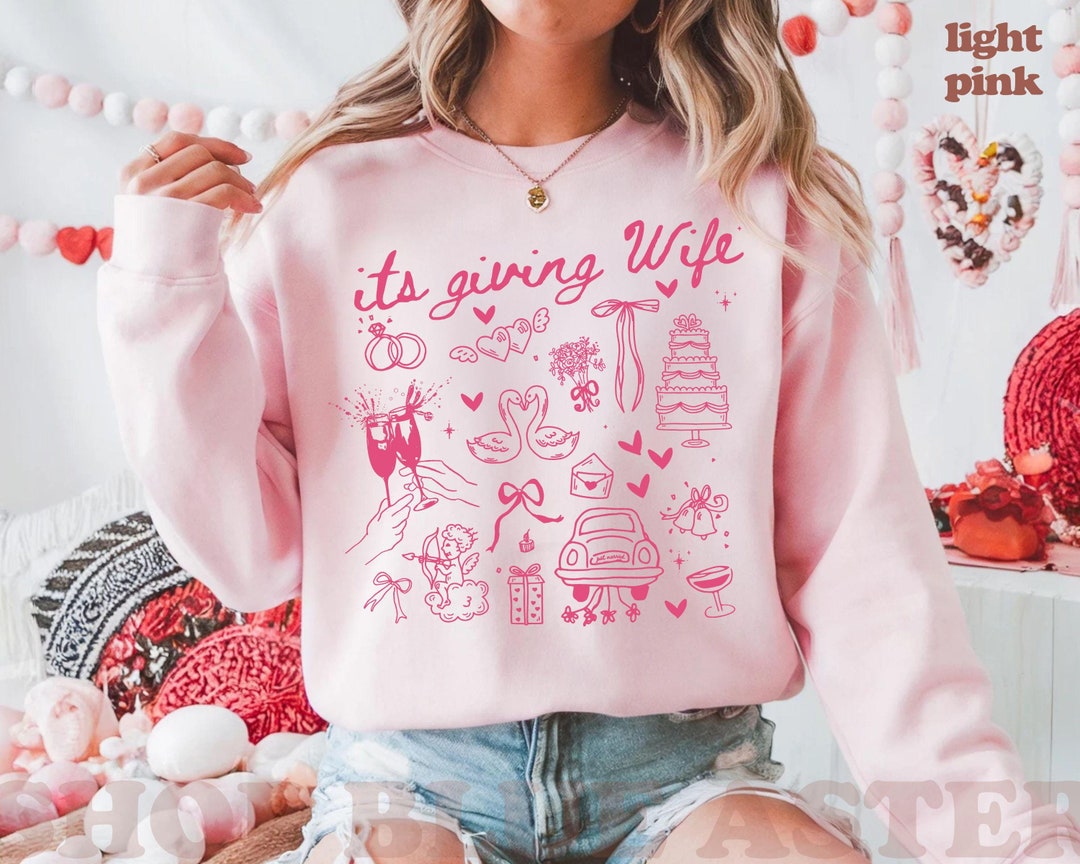 Its Giving Wife Whimsical Doodles Sweatshirt, Gift for Newly Married ...