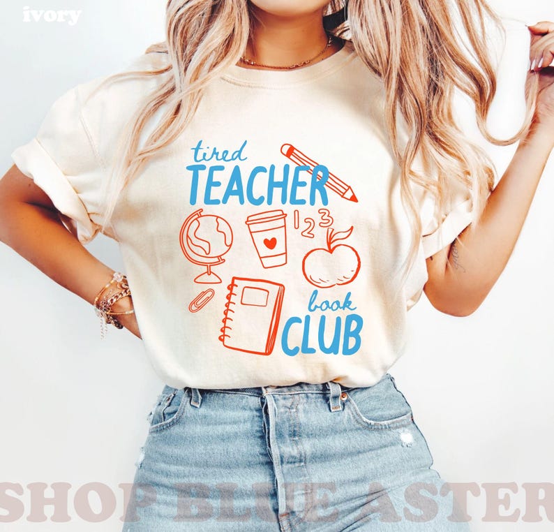 Tired Teacher Book Club Comfort Colors® T-shirt, Casual Teacher T-shirt ...