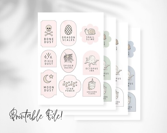 Printable Bottle Labels Cute Potion Bottle Labels Pastel - Etsy Australia