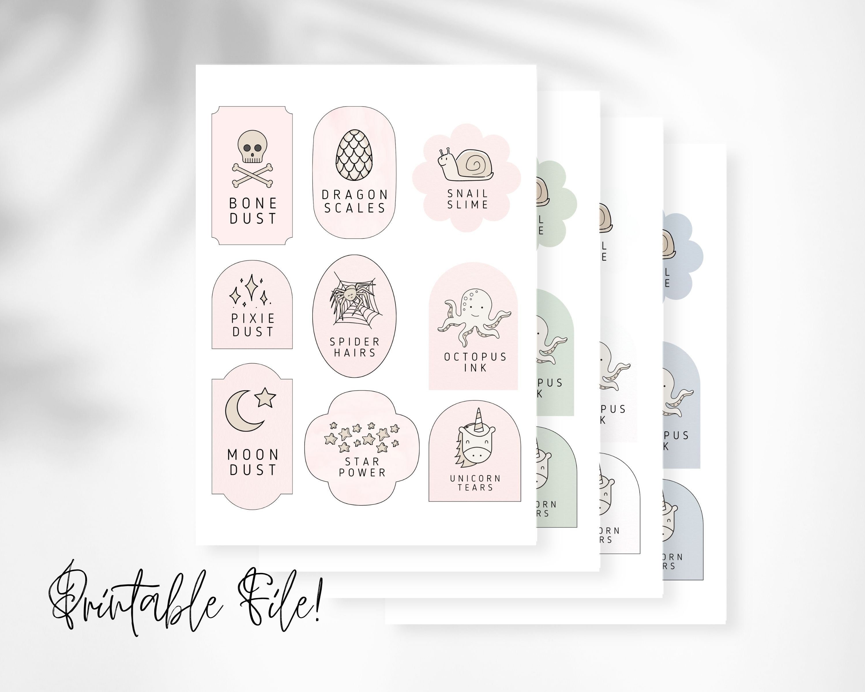 Printable Bottle Labels Cute Potion Bottle Labels Pastel - Etsy
