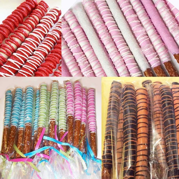 5 Dozen Chocolate Covered Pretzel Rods / Choose Your Color / - Etsy
