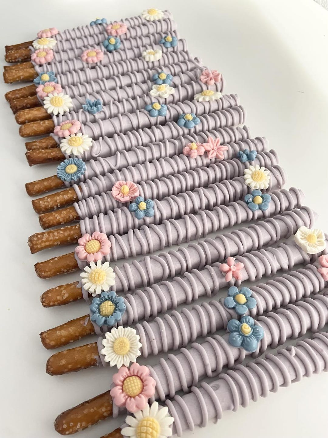 Purple Floral Chocolate Covered Pretzel Rods / Favors Perfect for ...