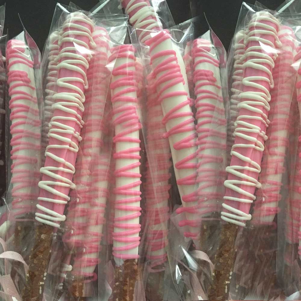 Pink and White Chocolate Covered Pretzel Rods / Favors Perfect - Etsy
