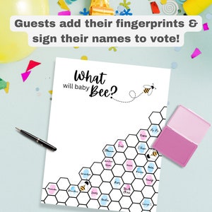 Gender Reveal Vote Printable Fingerprint Tree Instant Download Cast ...