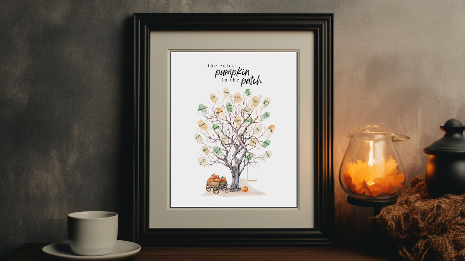 Little Pumpkin Fall Baby Shower Guest Book Alternative Fingerprint Tree ...