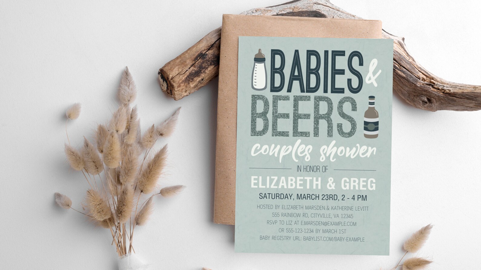 Babies & Beers Couples Baby Shower Invite | Coed Baby Shower Evite ...