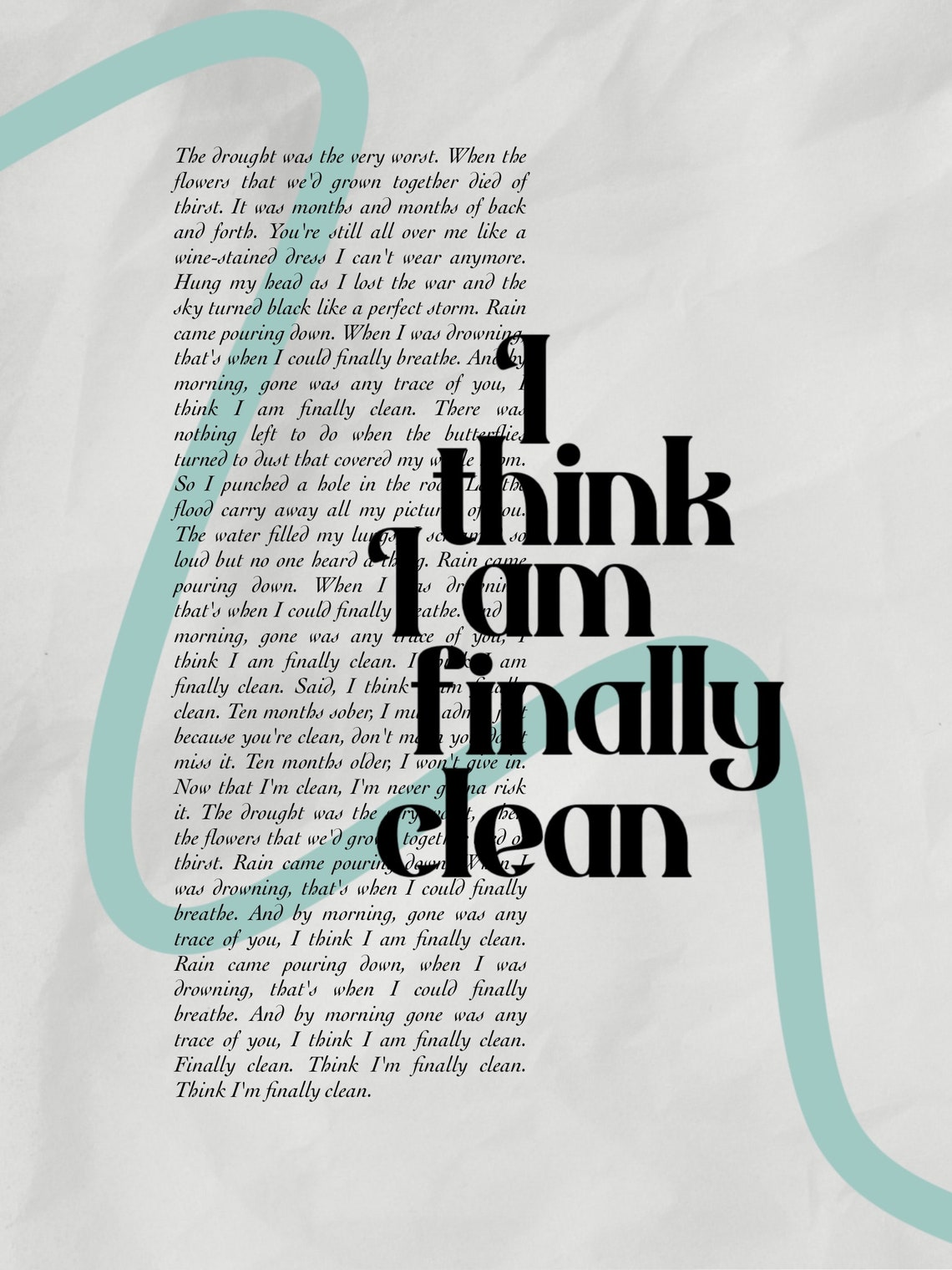 Clean | I Think I Am Finally Clean | Taylor Digital Print - Etsy