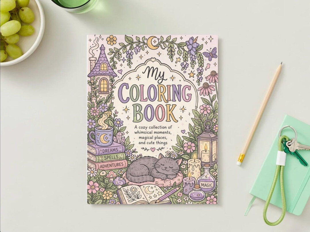 Whimsical Coloring Book Pages, 50 Cozy Magical Fantasy Coloring Sheets ...