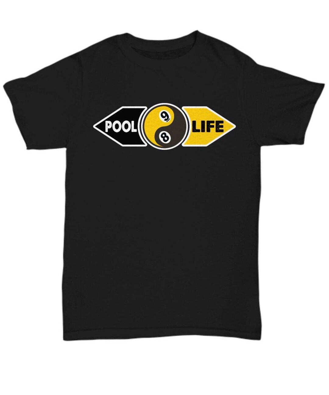 Funny Pool Player T-shirt Eight/nine Ball Yin Yang Design Pool Life Tee ...
