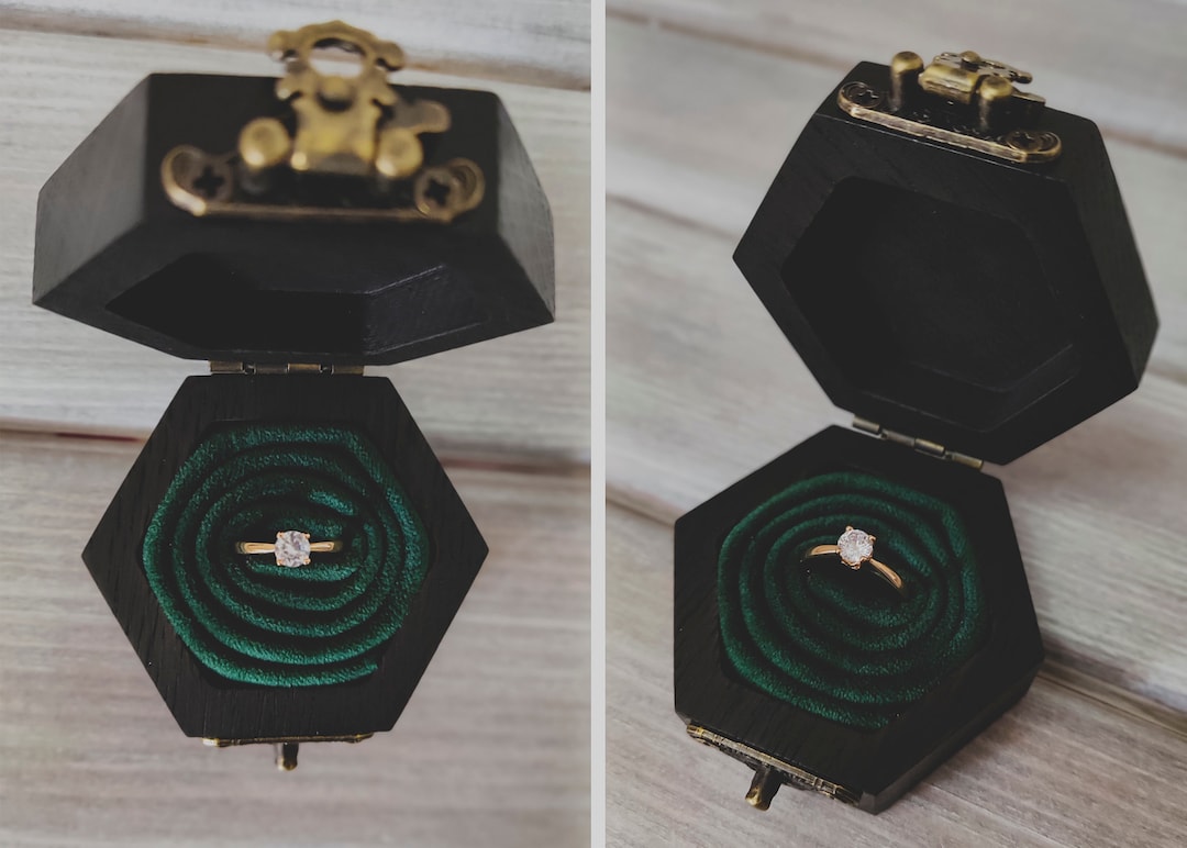 Hexagonal Ring Box. Ring Box Black. Wedding Ring Box. Ring Bearer Box ...