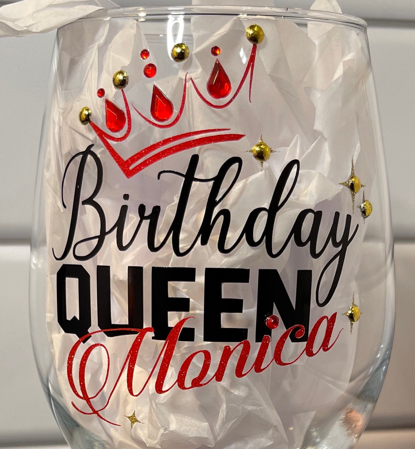 Blinged Birthday Queen Wine Glass, Personalized Birthday Glass - Etsy