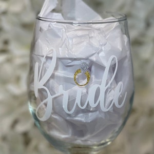 Bride Glitter Wine Glass, Bachelorette Party, Bridal Shower, - Etsy