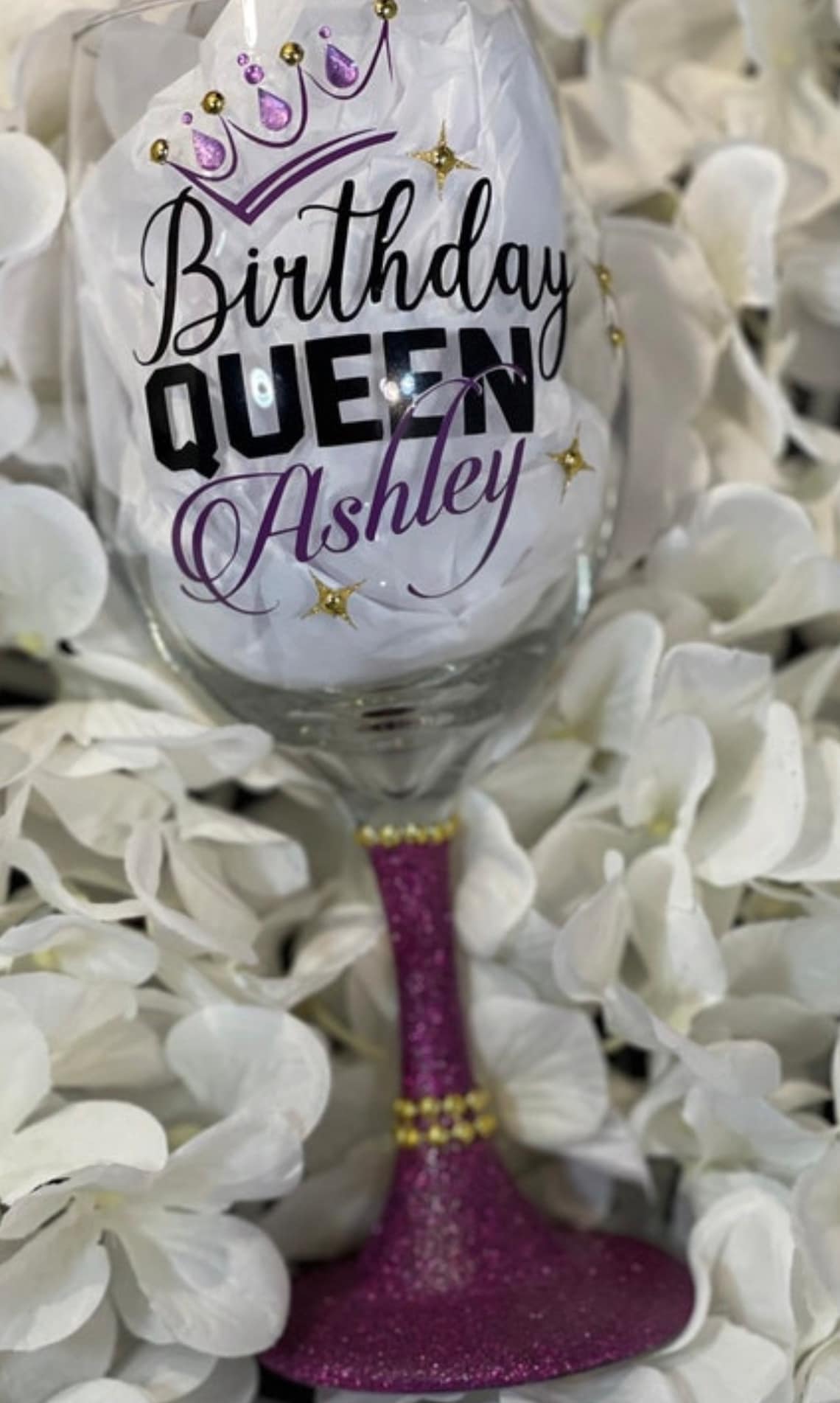 Blinged Birthday Queen Wine Glass Personalized Birthday Glass - Etsy