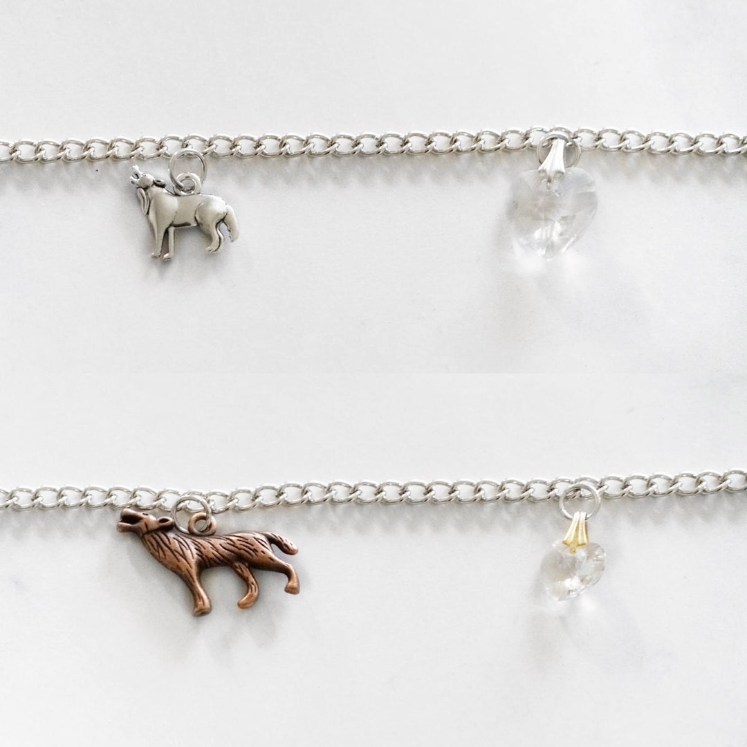 Twilight Inspired Charm Bracelet: Team Edward, Team Jacob, Heart & Wolf ...