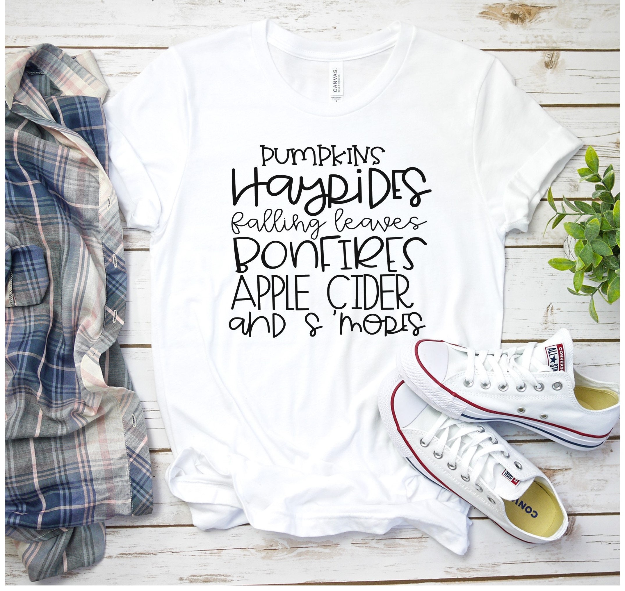 Cute Fall Shirt, Pumpkins, Hayrides, Falling Leaves, Autumn T-shirt ...