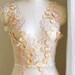 CHERRY BLOSSOM 3D Bodice Floral Design 2 Leaf Lace Applique, Peach ...
