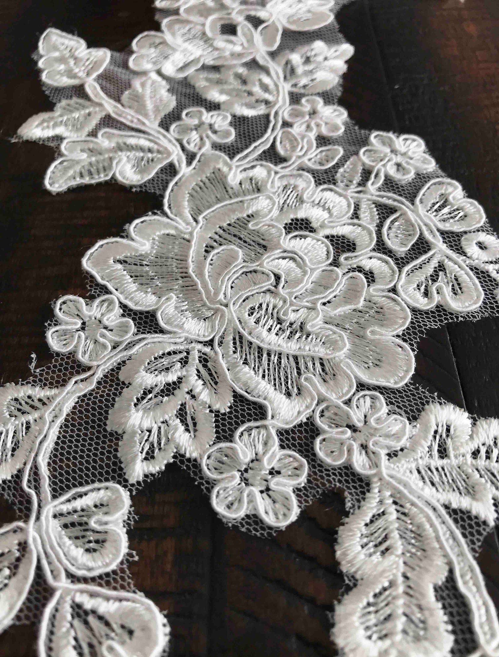 A002 White Lace Applique Floral Corded Lace Applique Lace - Etsy UK