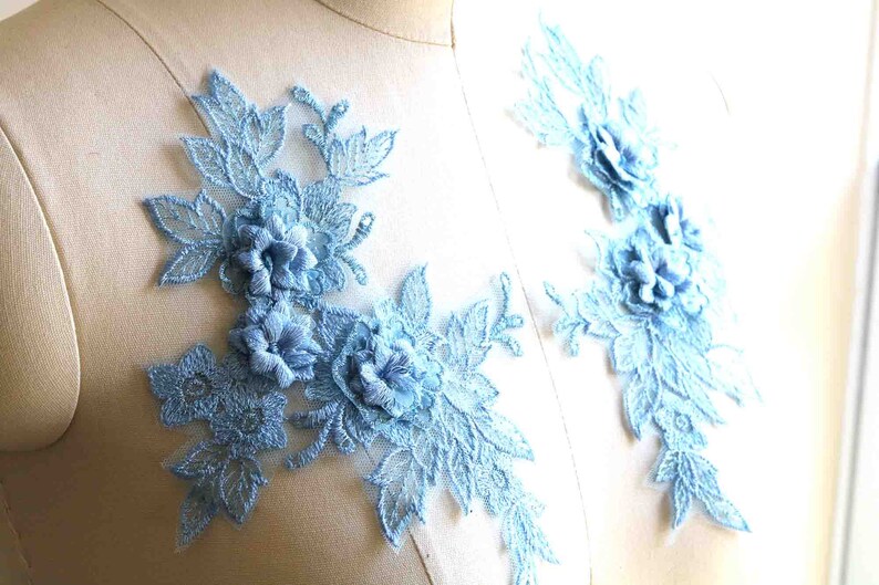 A189-j Sky Blue Lace Applique Lace Applique 3D Lace | Etsy