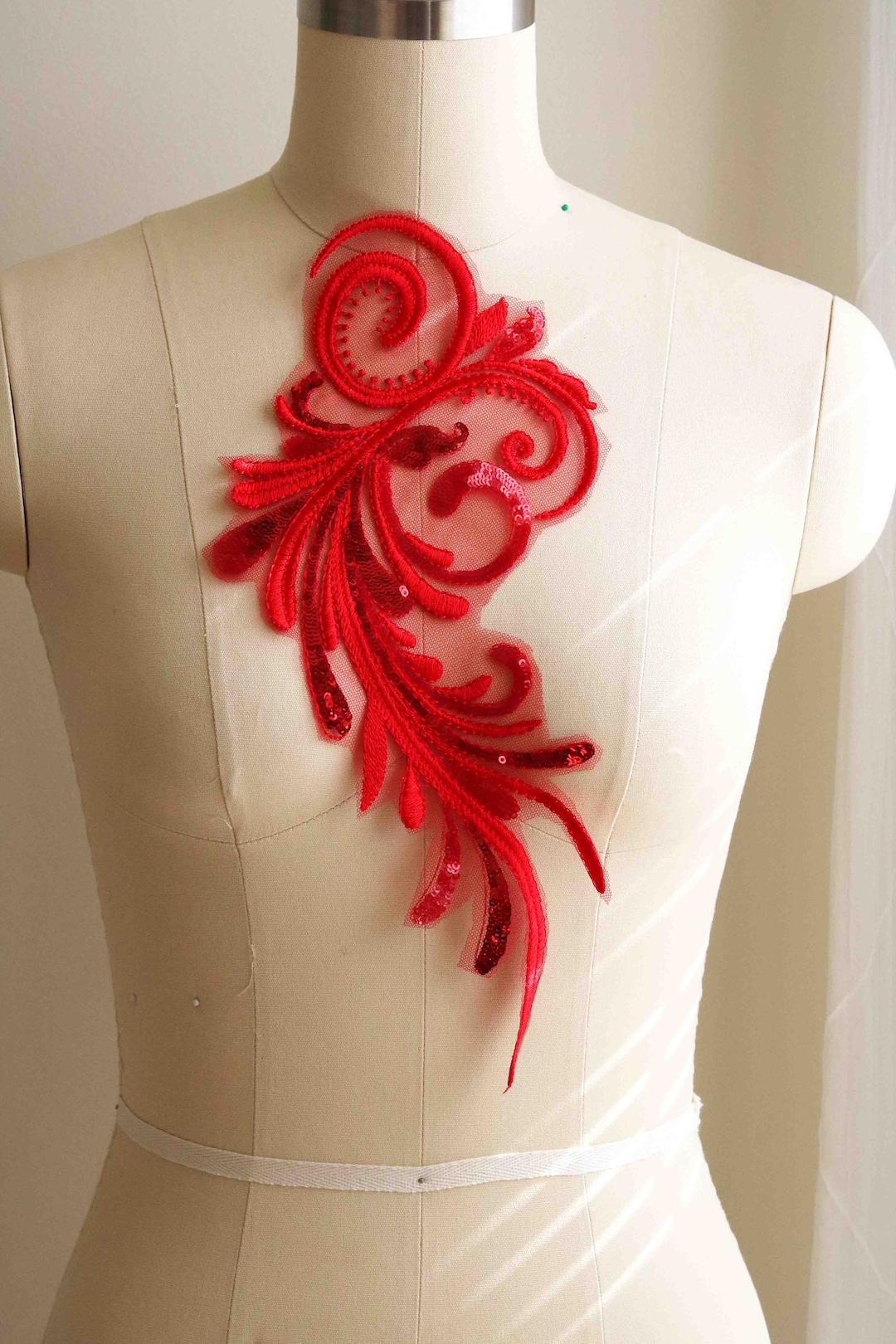 RED Sequin Lace Applique for Prom Dress, Evening Dress, Gown, Bling ...