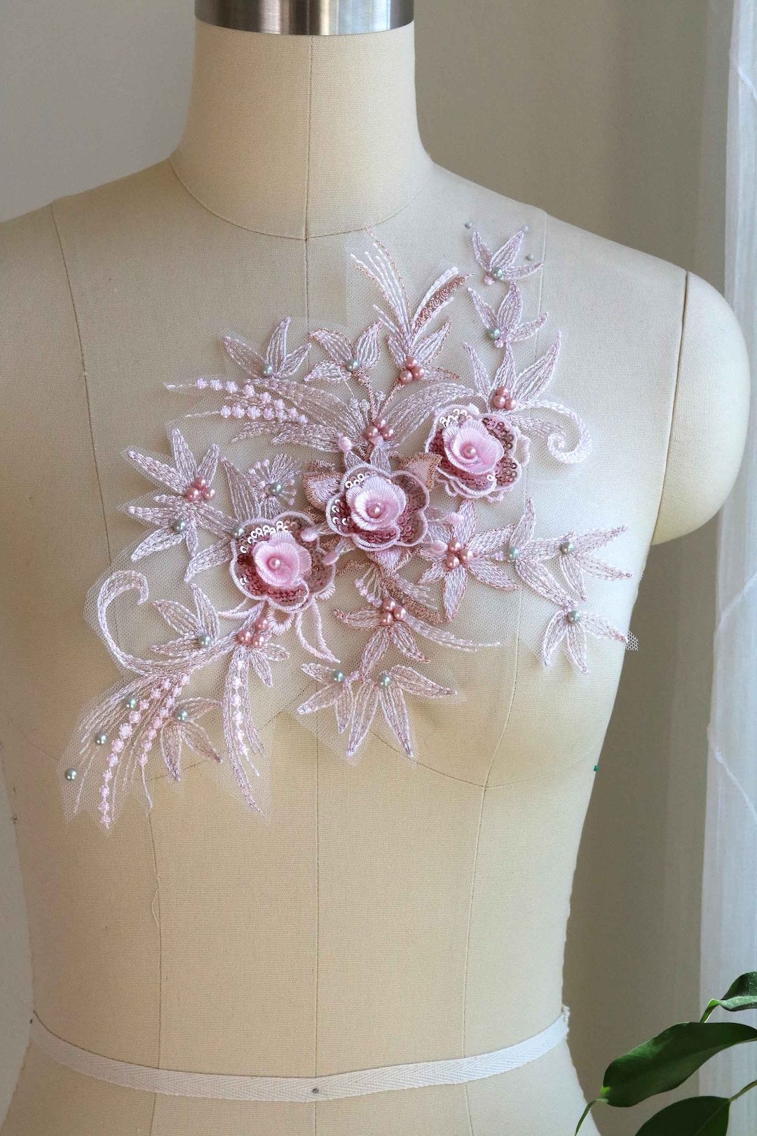 A160-d New Rose Gold Lace Appliqué, Pink 3D Lace Applique, Dancing ...