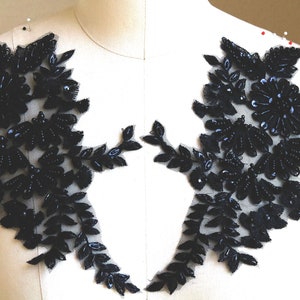 BLACK HANDMADE Lace Applique With Sequin for Dancing Costumes, Lace ...