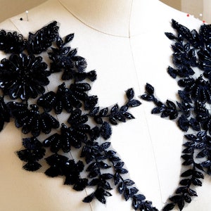 BLACK HANDMADE Lace Applique With Sequin for Dancing Costumes, Lace ...