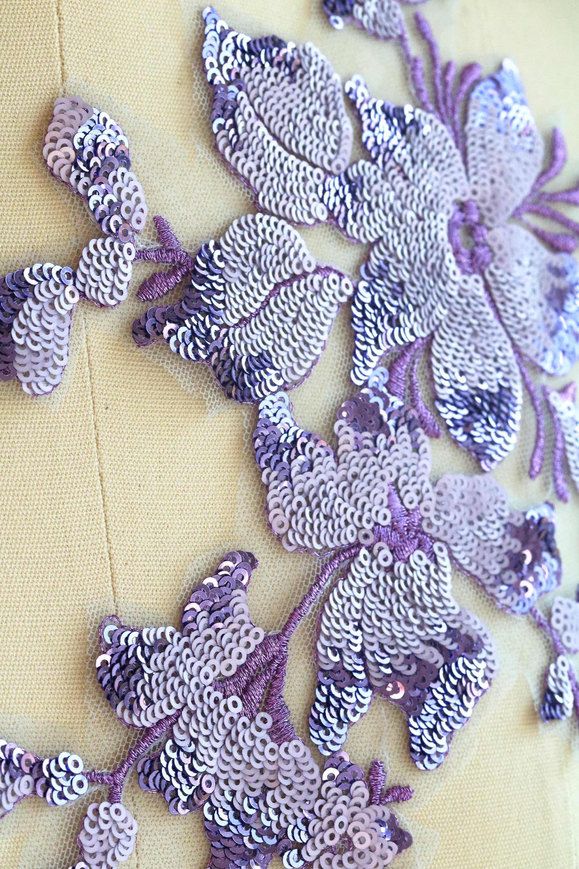 A173-j Purple Lace Appliqué Plume Sequin Lace Applique | Etsy