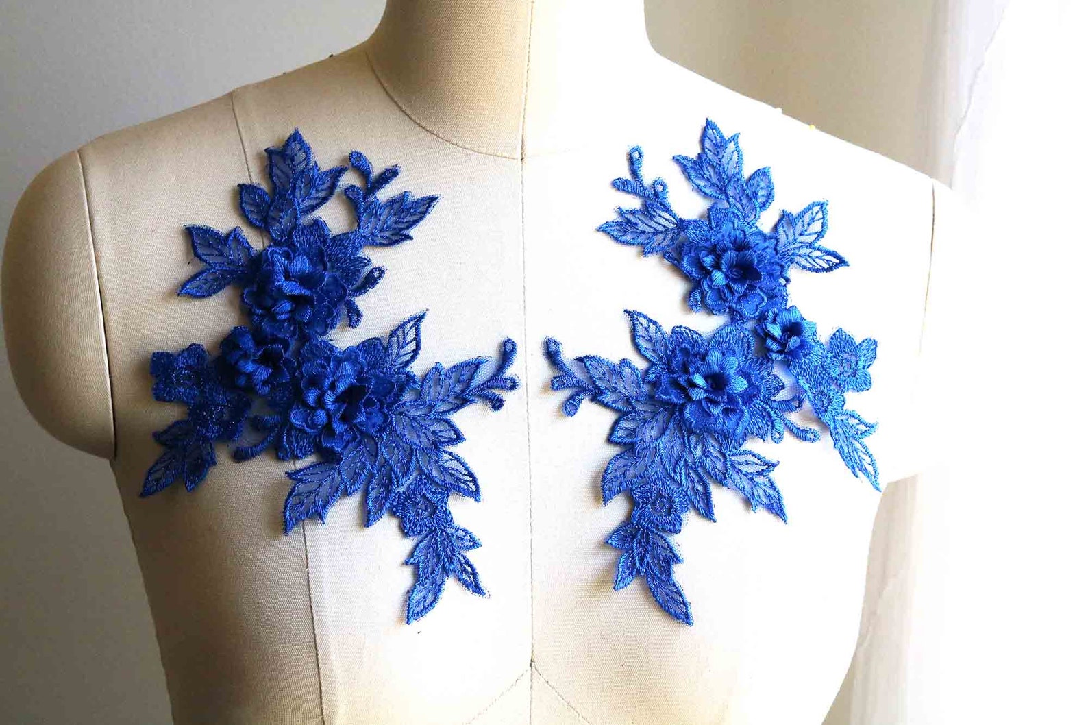 A189-e Royal Blue Lace Applique Lace Applique 3D Lace | Etsy